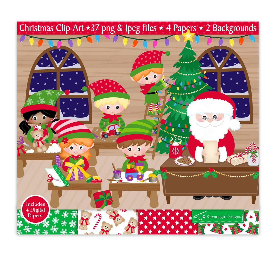 Christmas Clipart Elf Clipart Santa Clipart Christmas | Etsy
