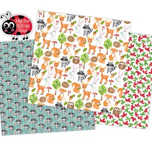 Woodland Animals Digital Paper,forest Animals Paper,woodland Clipart ...