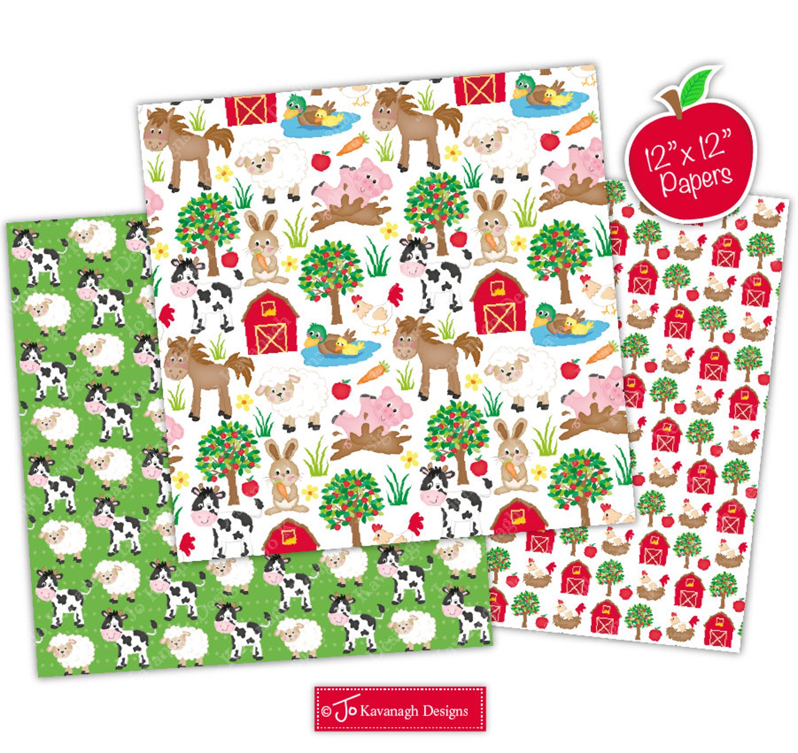 Farm Animals Digital Paperfarm Paperfarm Digital Paperfarm | Etsy UK