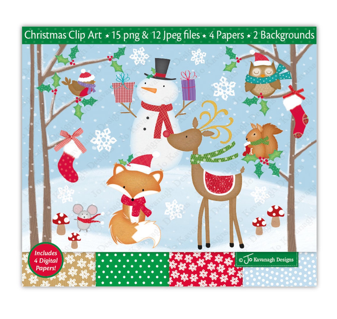 Christmas Clipartchristmas Digital Paperschristmas Clip - Etsy UK