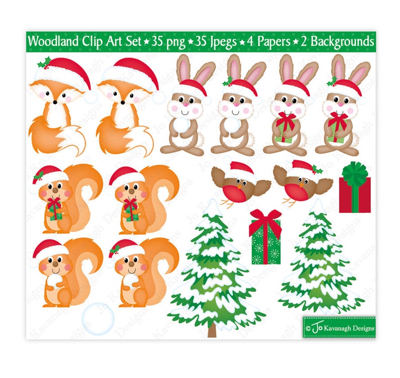 Christmas Clipart Christmas Woodland Animals Clipartforest | Etsy