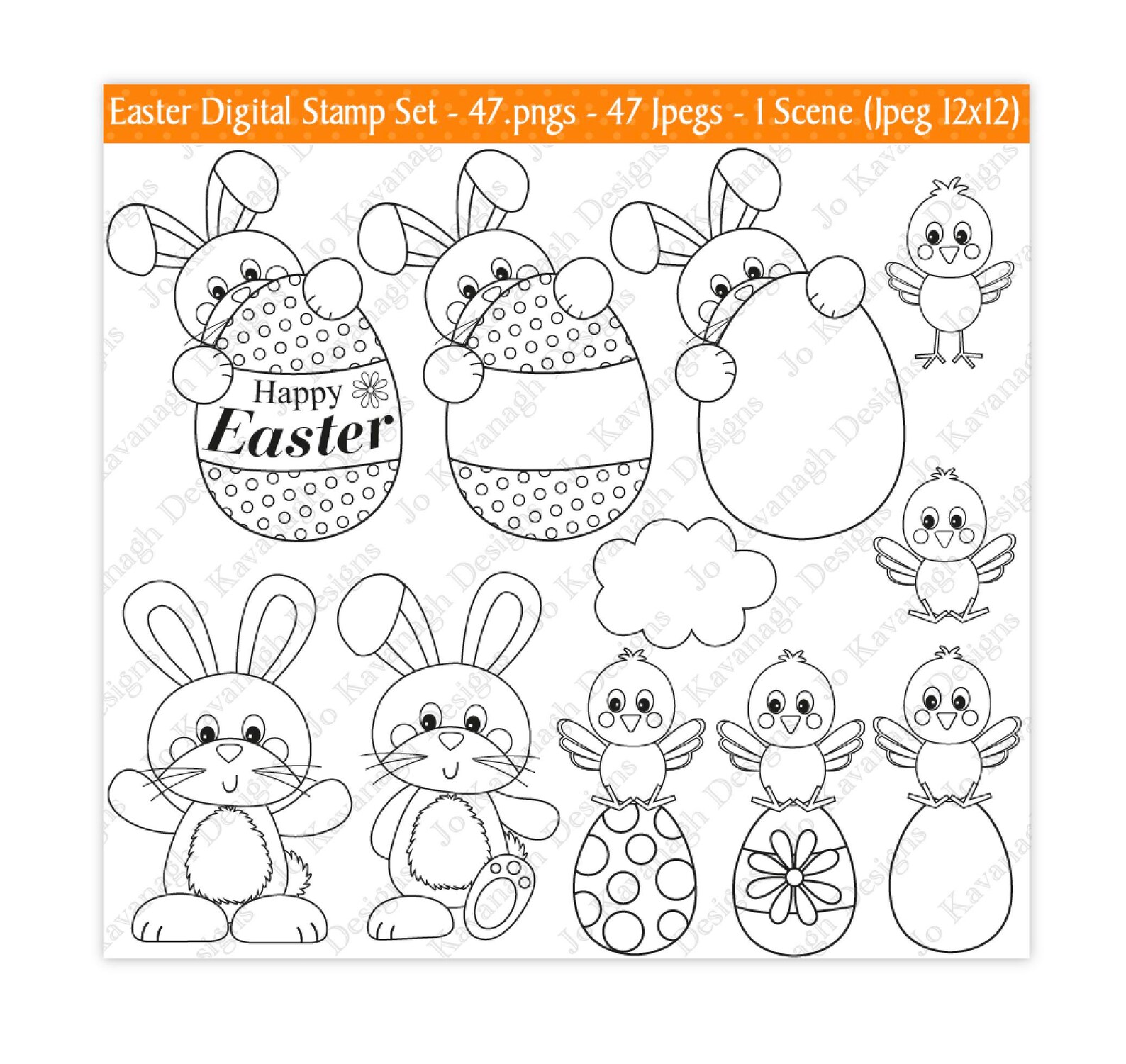 Easter Digital Stampseaster Bunny Stampseaster - Etsy