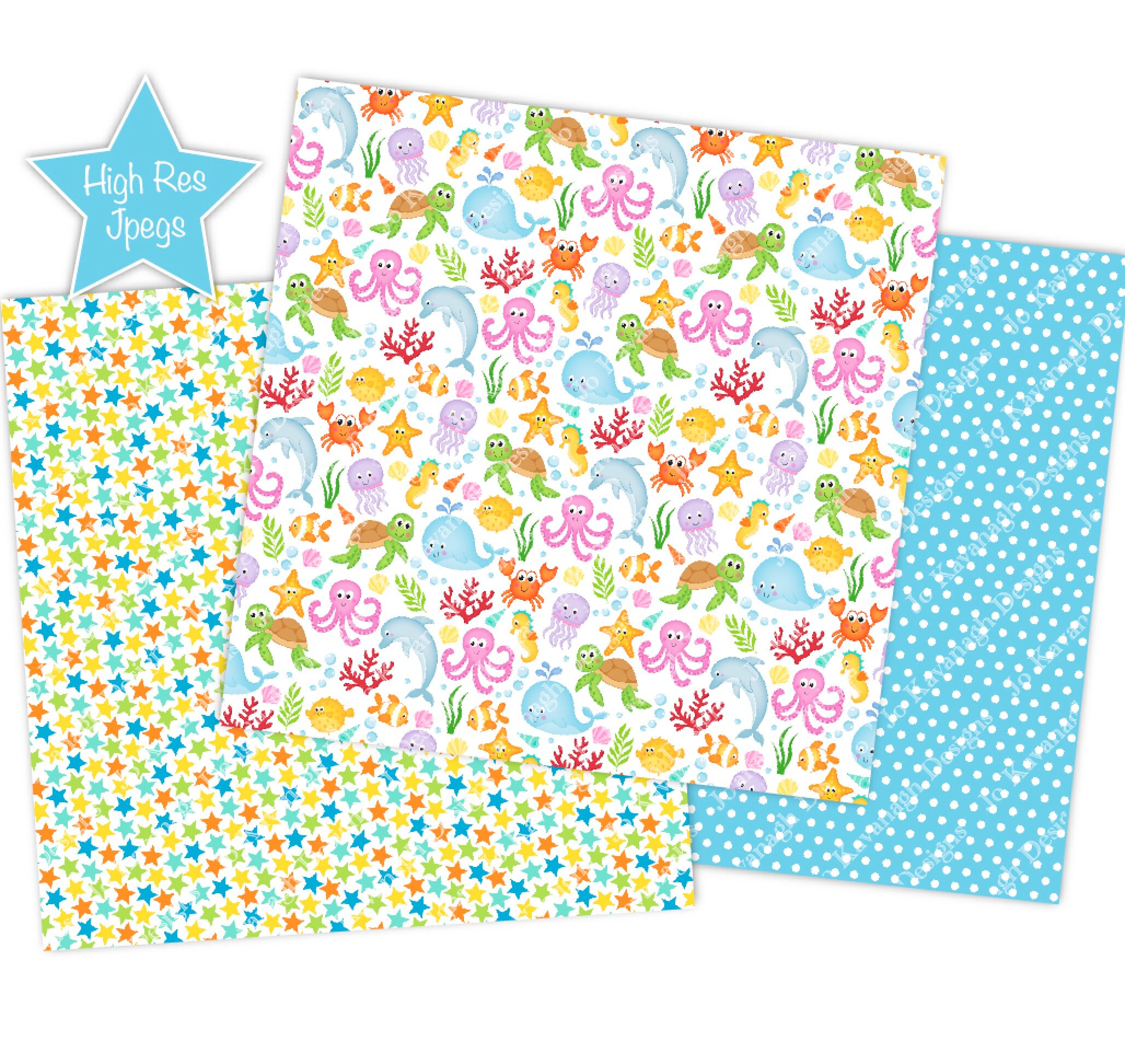 Sea Animals Digital Paper Setunder the Sea Digital Paper | Etsy