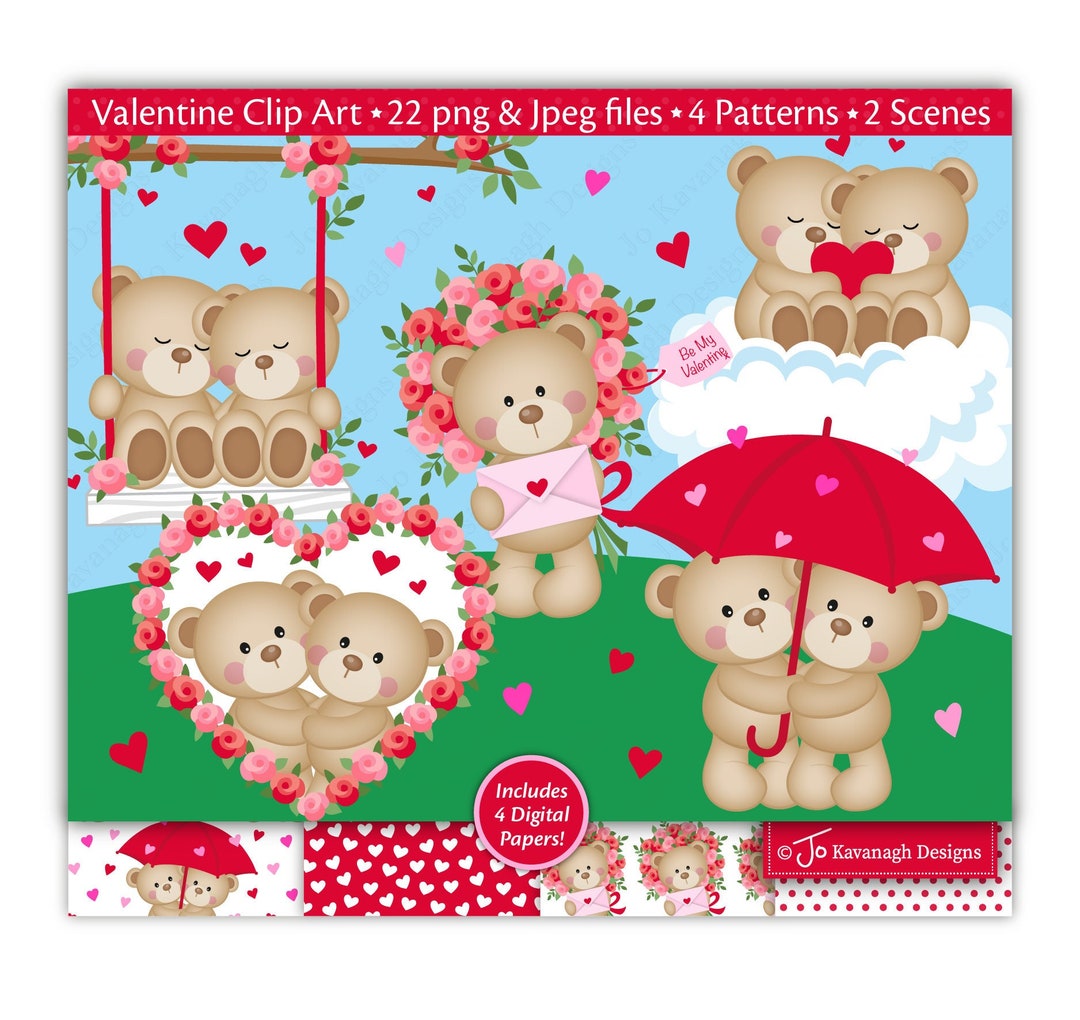 Valentine Clipart, Valentines Day Clipart, Bear Clipart, Valentine Bear ...