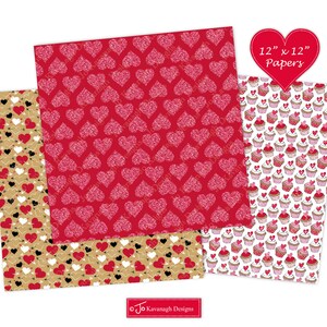 Valentine Digital Papers, Valentine Papers, Valentine Patterns, Heart ...
