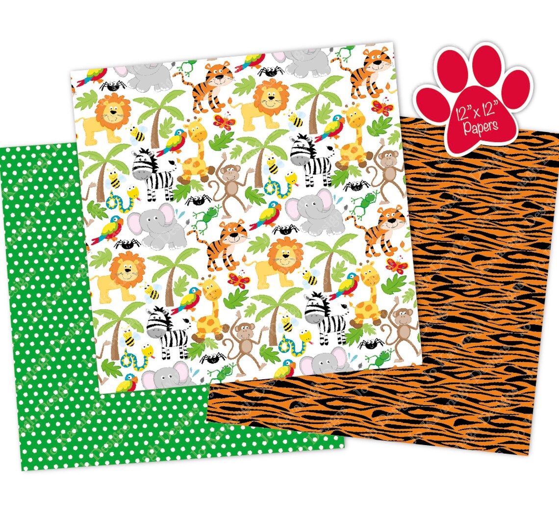 Jungle Animals Digital Paperjungle Papersjungle Digital - Etsy