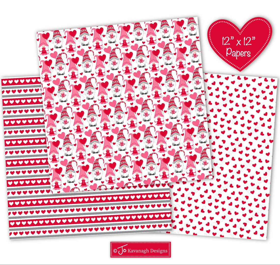 Valentine Digital Papers Gnome Digital Papers Valentine - Etsy UK