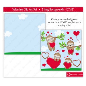 Valentine Clipart, Sloth Clipart, Valentines Day Clipart, Valentine ...
