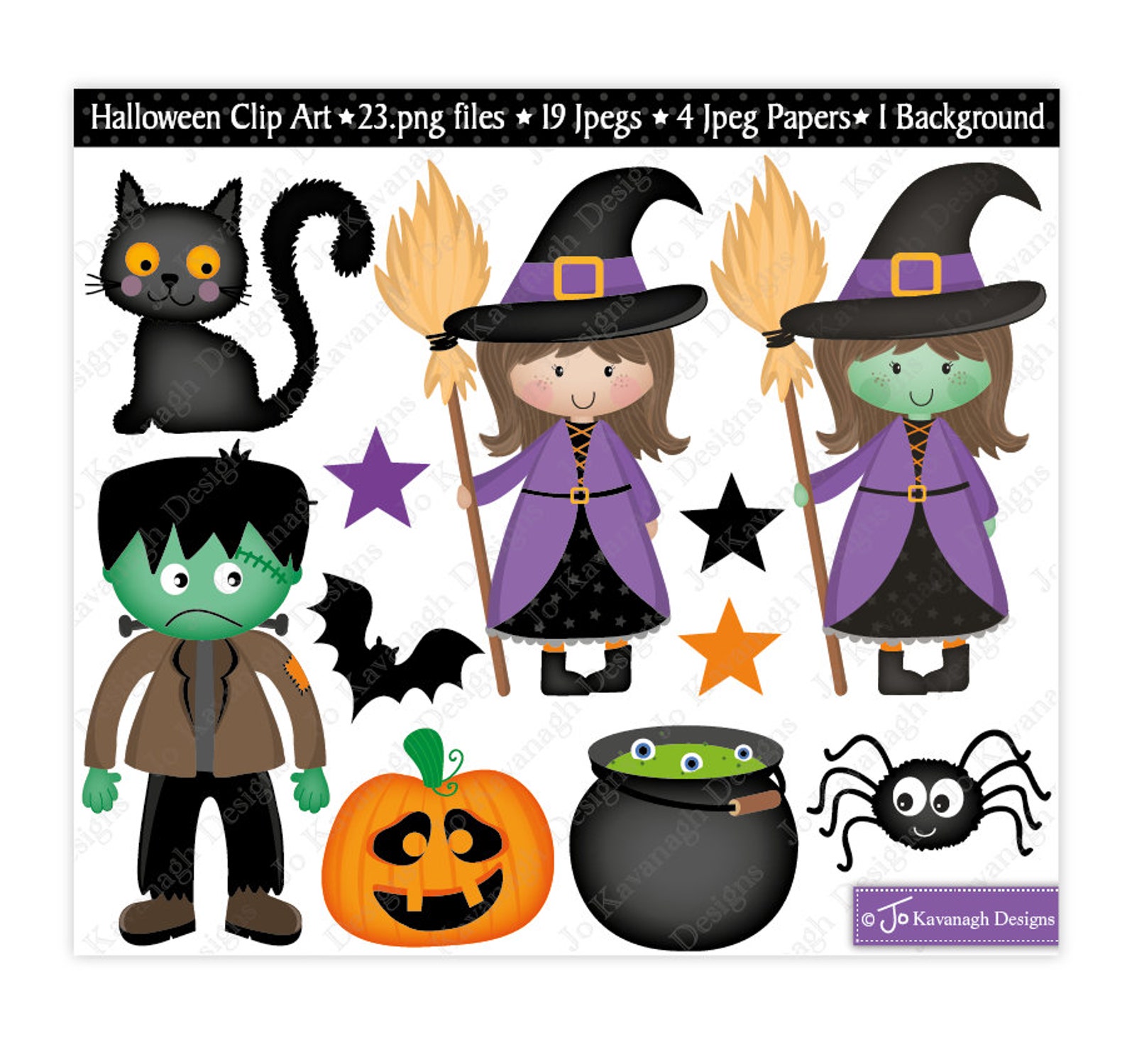 Halloween Clipart,halloween Digital Papers,witch Clipart,jack O Lantern ...