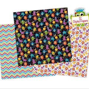 Monster Digital Paper,alien Digital Paper,cute Monster Patterns,fun ...
