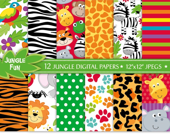 Jungle Digital Paper + Clipart : "jungle Digital Paper" -safari Clipart ...