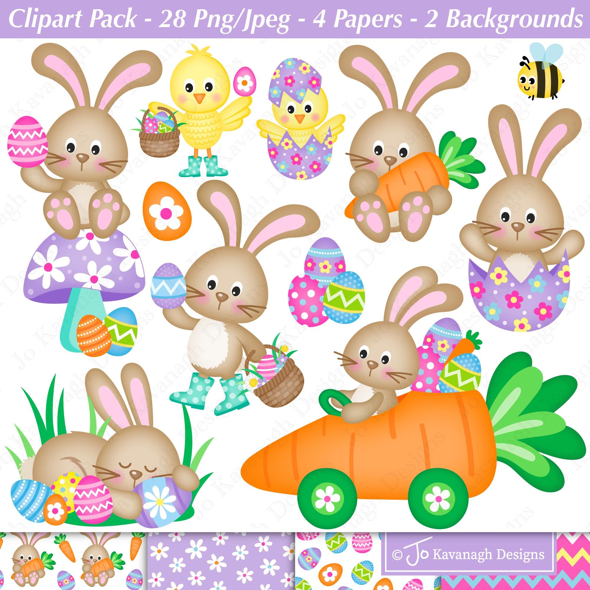 Easter Bunny Clipart, Easter Graphics, Easter Digital Paper, Easter ...