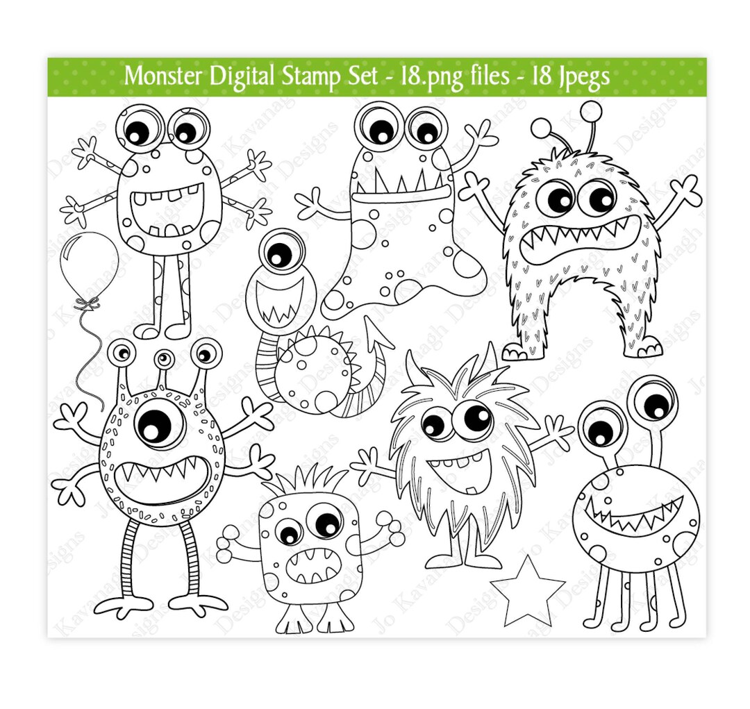 Monster Digital Stamps,alien Digital Stamps,digital Stamps,monster ...