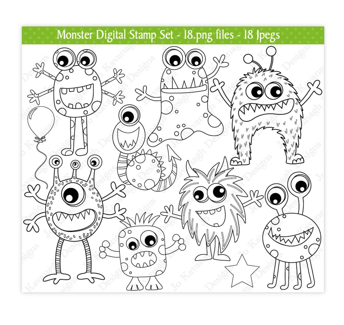 Monster Digital Stampsalien Digital Stampsdigital | Etsy
