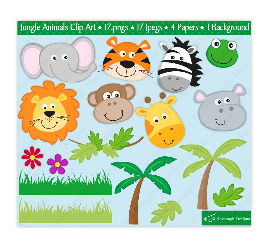 Jungle Animals Clipart, Safari Animals Clipart, Zoo Animals, Jungle ...