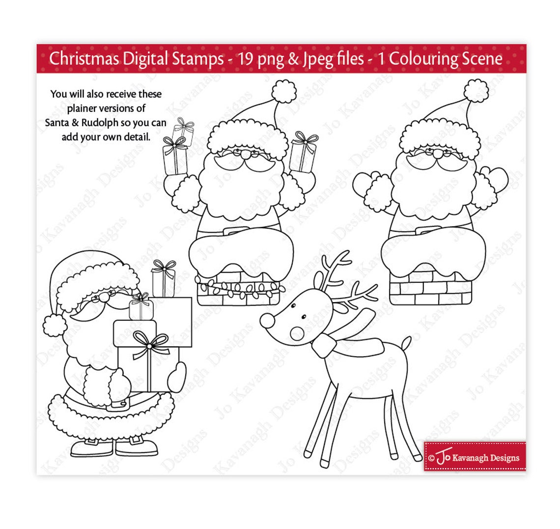 Christmas Digital Stampsdigital Stampssanta Digital - Etsy UK