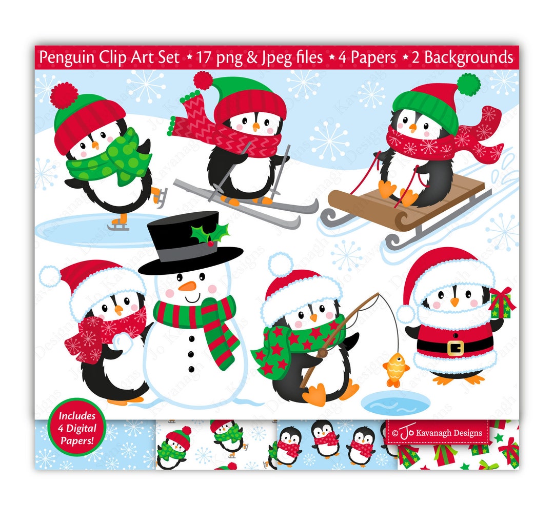 Penguin Clipart, Christmas Clipart, Cute Penguins, Penguin, Penguin ...