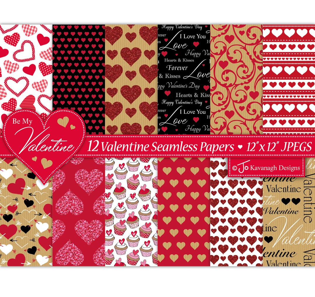 Valentine Digital Papers, Valentine Papers, Valentine Patterns, Heart ...