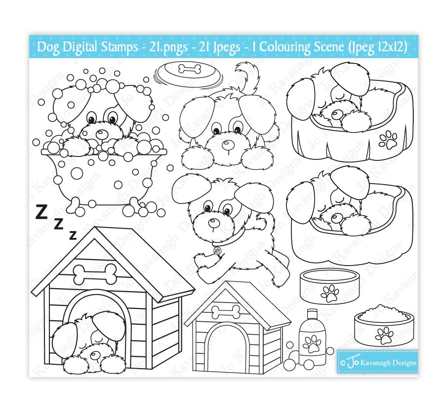Cute Dogs Digital Stamps, Puppy Dog Stamps, Pet Stamps, Dog Clipart ...