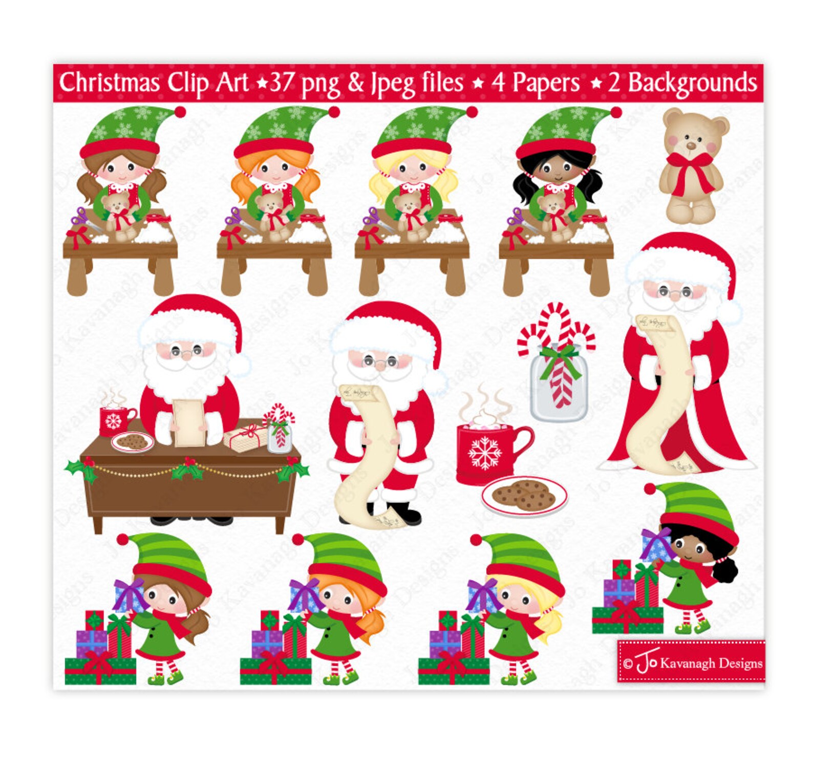 Christmas Clipart, Elf Clipart, Santa Clipart, Christmas Graphics ...