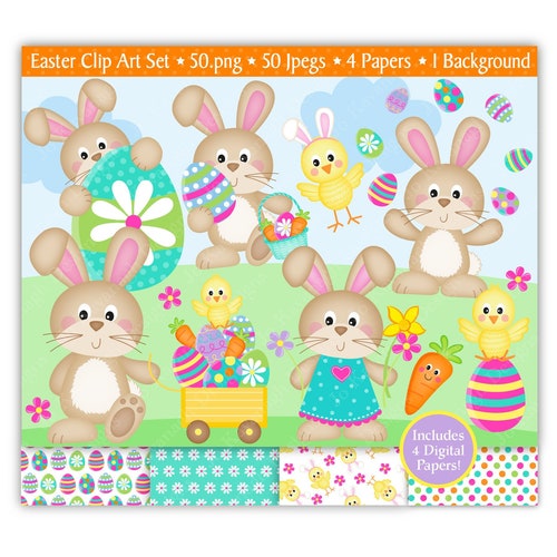Busy Easter Bunny Clipart - Etsy