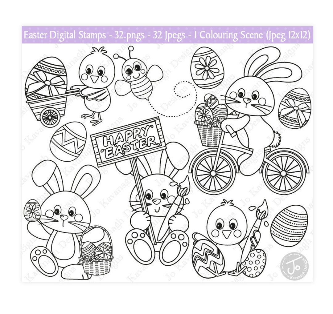 Easter Digital Stamps, Easter Stamps, Easter Clipart, Easter Bunny ...