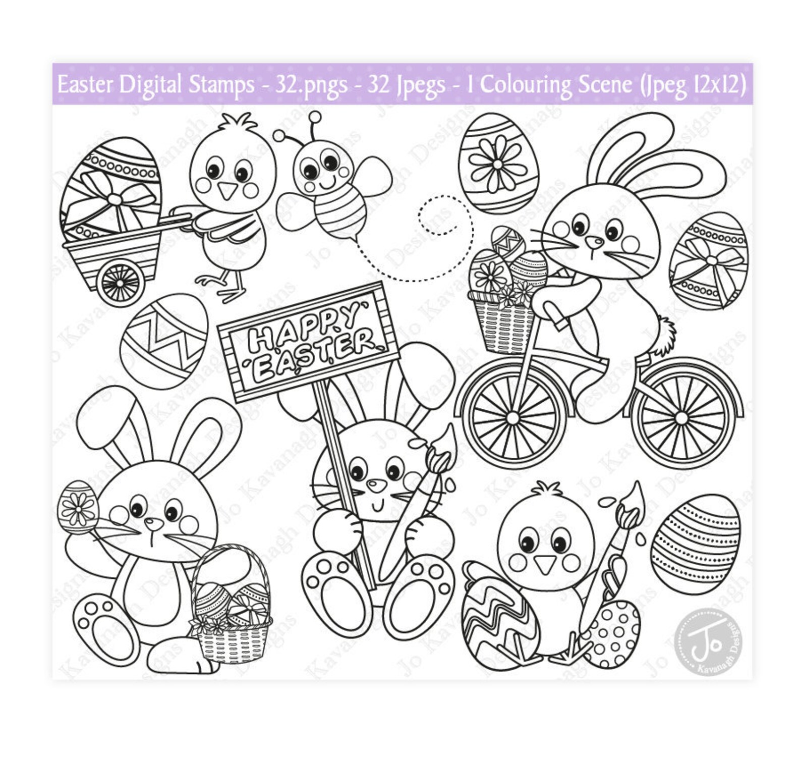 Easter Digital Stamps Easter Stamps Easter Clipart Easter - Etsy UK