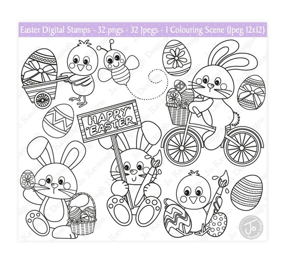 Easter Digital Stamps Easter Stamps Easter Clipart Easter | Etsy UK