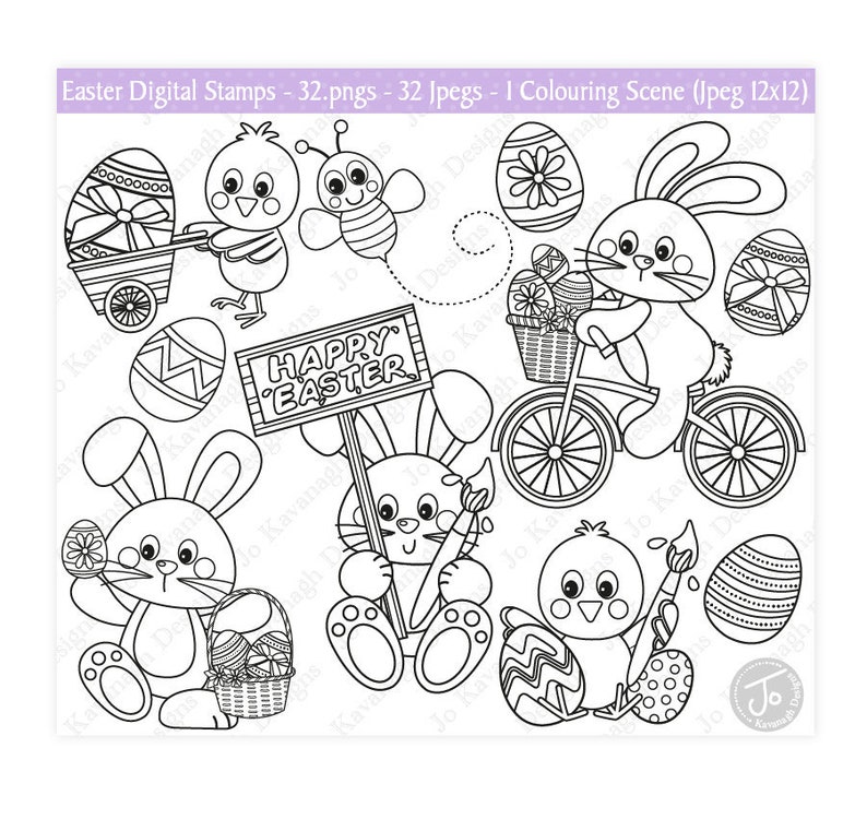 Easter Digital Stamps Easter Stamps Easter Clipart Easter | Etsy UK