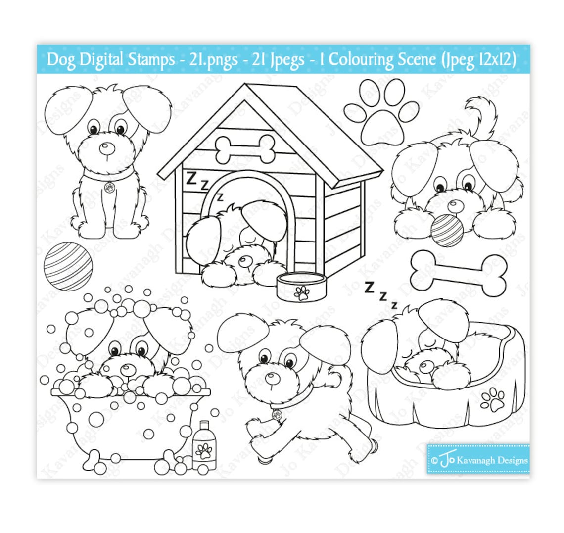 Cute Dogs Digital Stamps, Puppy Dog Stamps, Pet Stamps, Dog Clipart ...