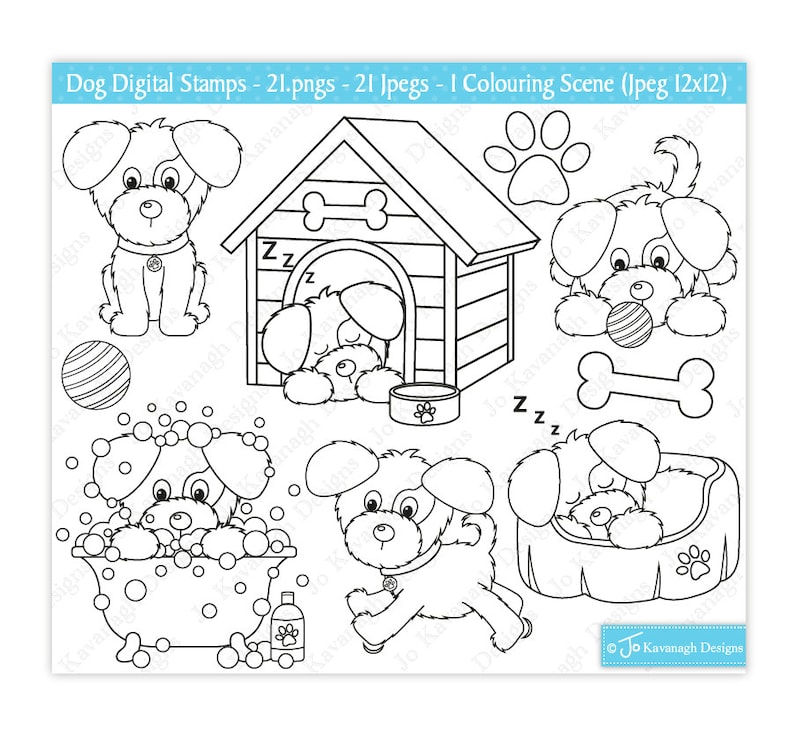 Dog Digital Stamps Puppy Dog Stamps Pets Stamps Dog - Etsy UK