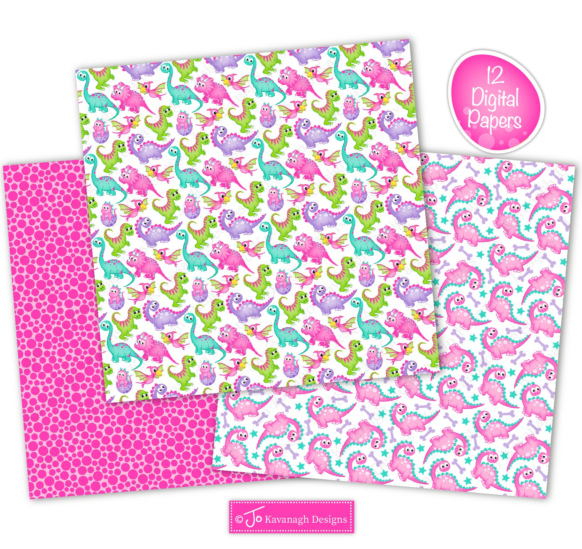 Dinosaur Digital Papers Dinosaur Papers Dinosaur Patterns | Etsy UK