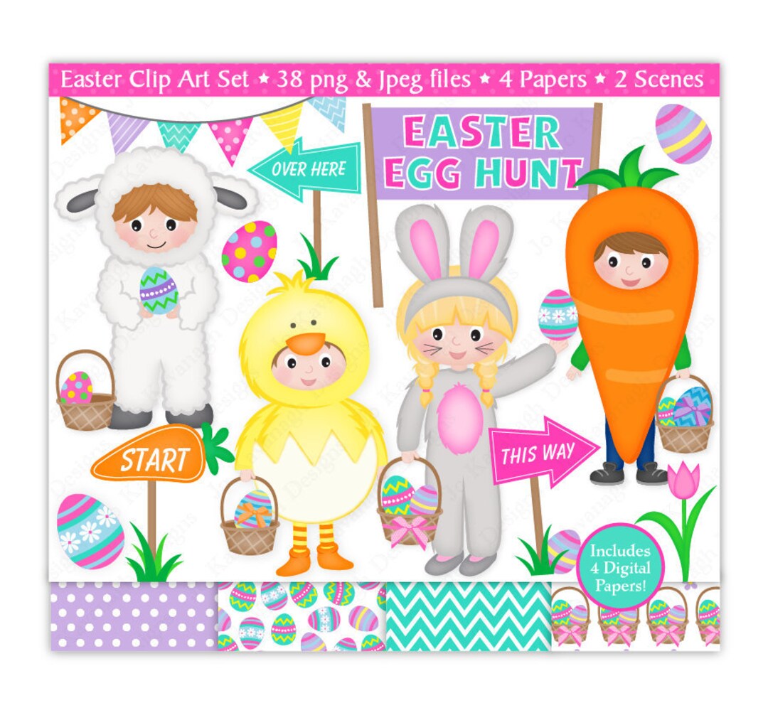 Easter Clipart, Easter Digital Papers, Easter Clip Art, Easter Bunny ...