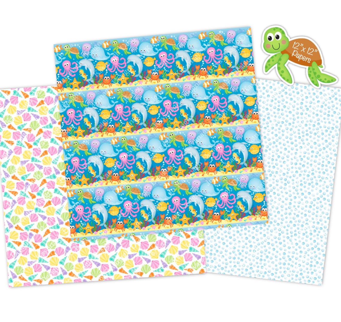 Sea Animals Digital Paper Setunder the Sea Digital Paper | Etsy