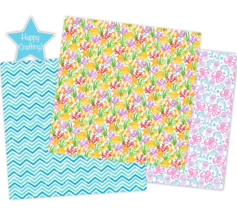 Sea Animals Digital Paper Set,under the Sea Digital Paper Set,ocean ...