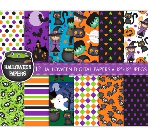 Halloween digital papers Halloween papers Halloween | Etsy
