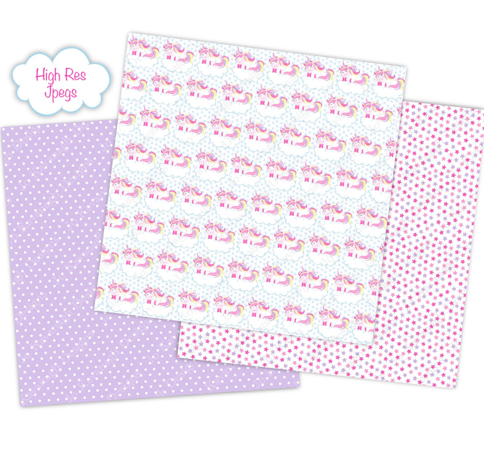Unicorn Digital Papers,cute Unicorn Digital Papers,horse Digital Papers ...
