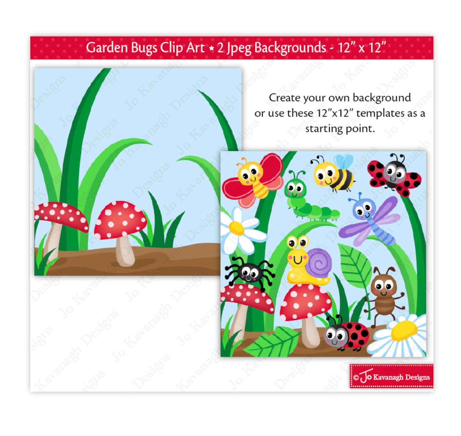 Cute Bugs Clipart, Insects Clipart, Garden Bugs Clipart, Snail, Ladybug ...