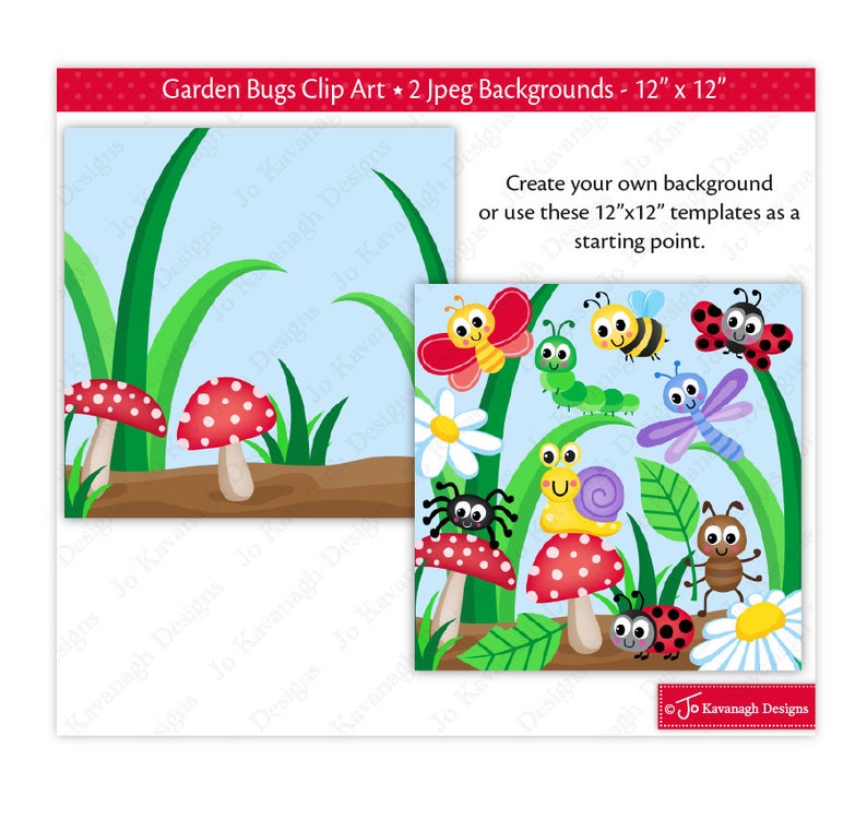 Cute Bugs Clipart, Insects Clipart, Garden Bugs Clipart, Snail, Ladybug ...
