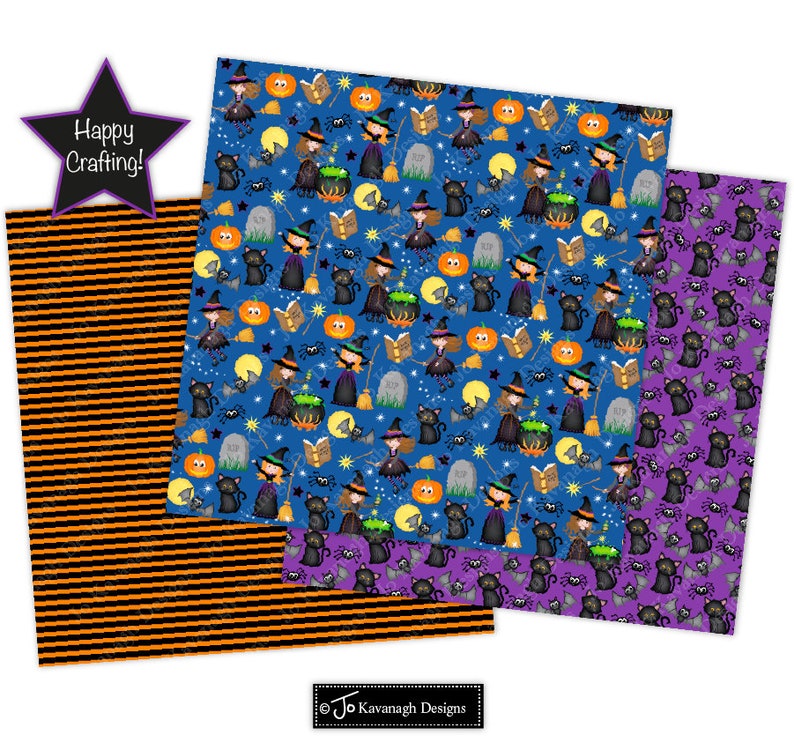 Halloween Digital Papers, Halloween Witch Papers, Halloween Patterns ...