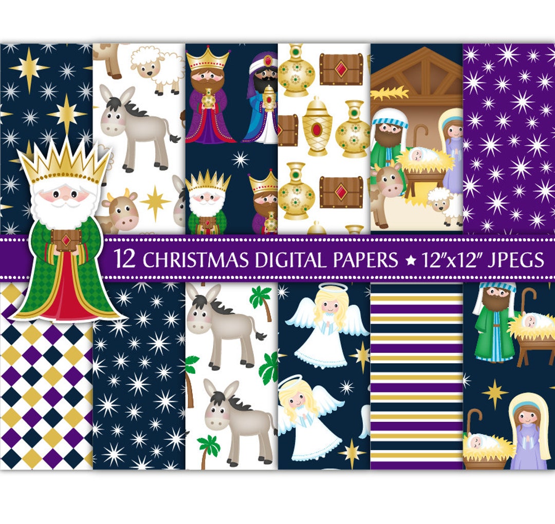 Nativity Digital Papers,christmas Nativity,nativity Scene,christmas ...