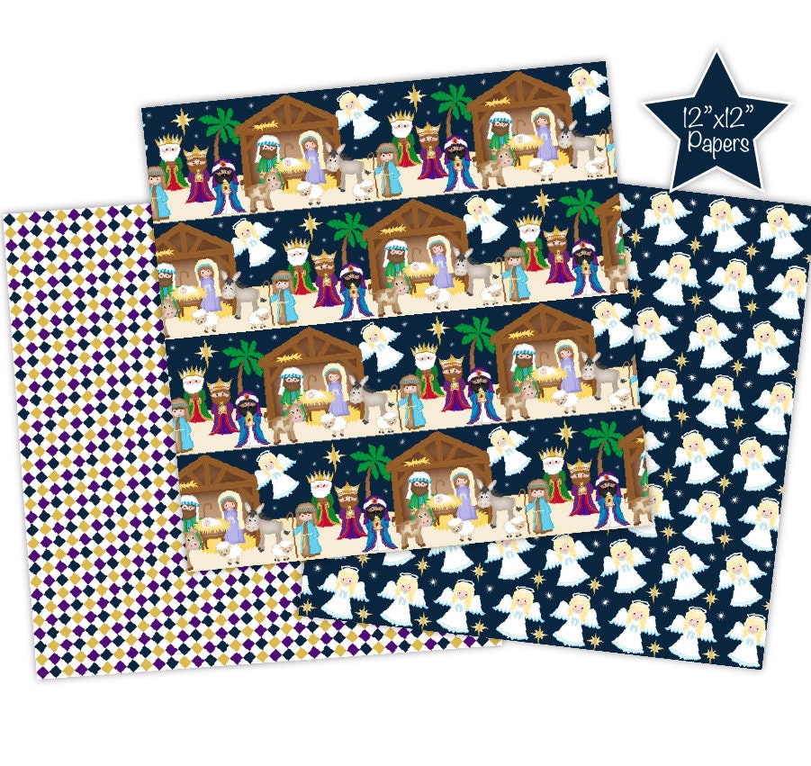 Nativity Digital Paperschristmas Nativitynativity | Etsy UK