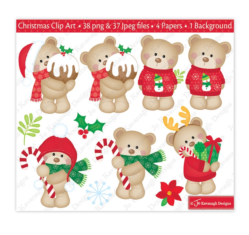Christmas Clipart Christmas Graphics Christmas Bears - Etsy UK