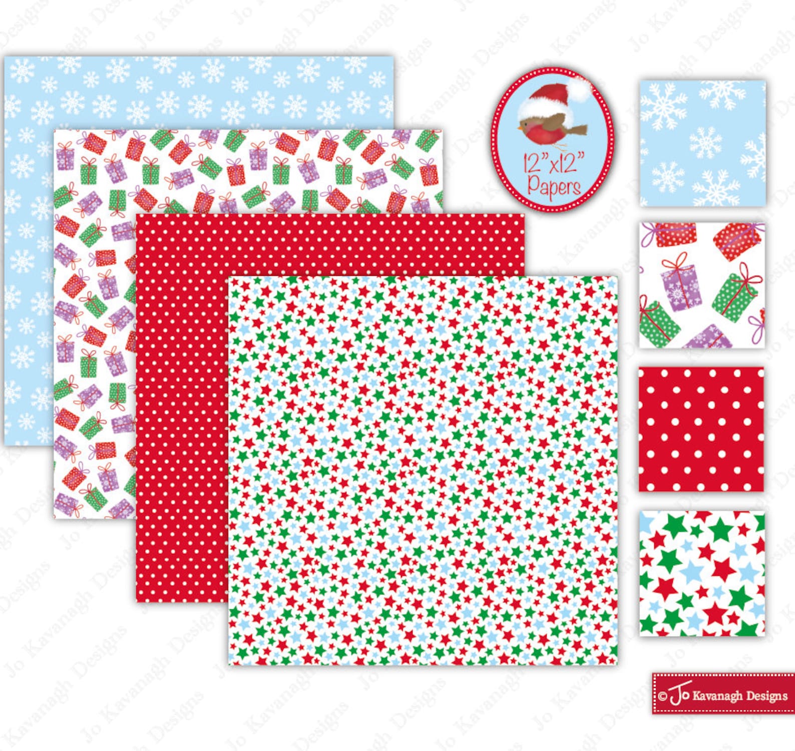 Christmas Clipart-christmas Digital Papers-santa - Etsy
