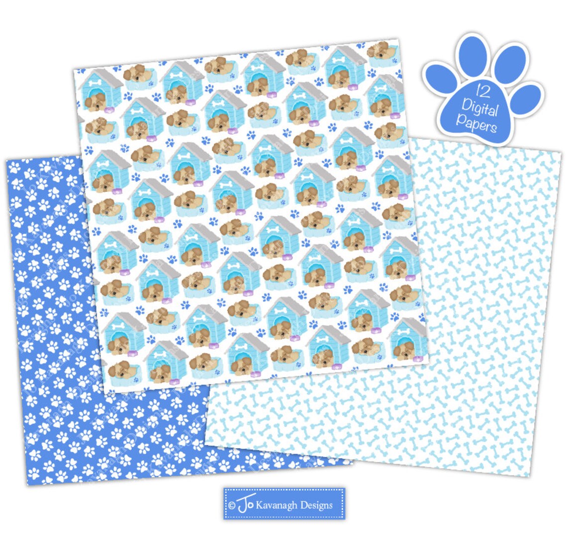 Puppy Dog Papers, Dog Digital Papers, Cute Dog Papers, Dog Paper Pack ...