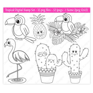 Flamingo Digital Stamps,cactus Digital Stamps,toucan Stamps,digital ...