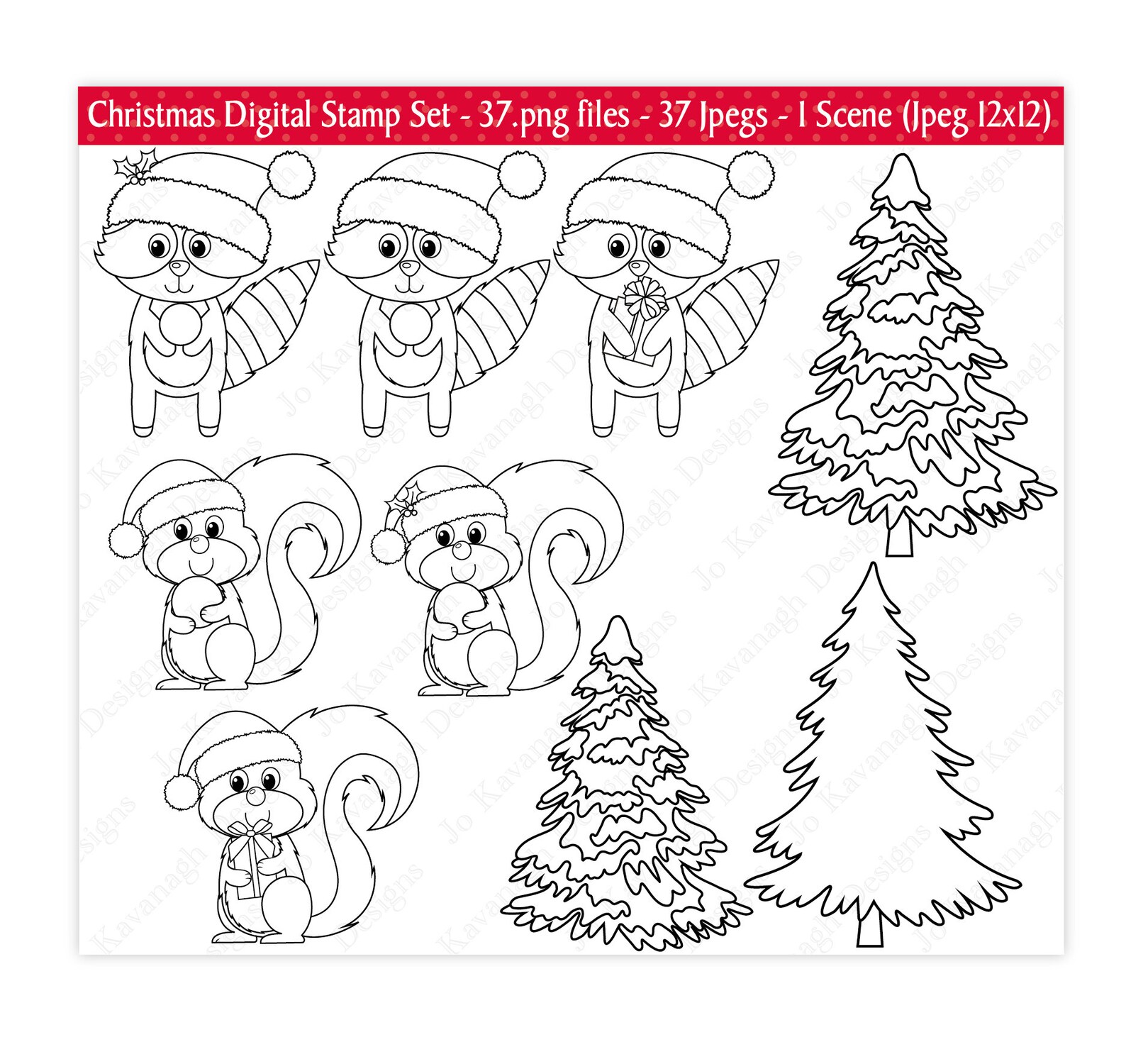 Christmas Digital Stamps Christmas Woodland Stamps Christmas | Etsy