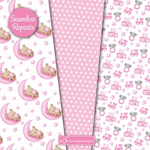 Baby Digital Paper, Baby Girl Digital Paper, Baby Scrapbook Papers, New ...