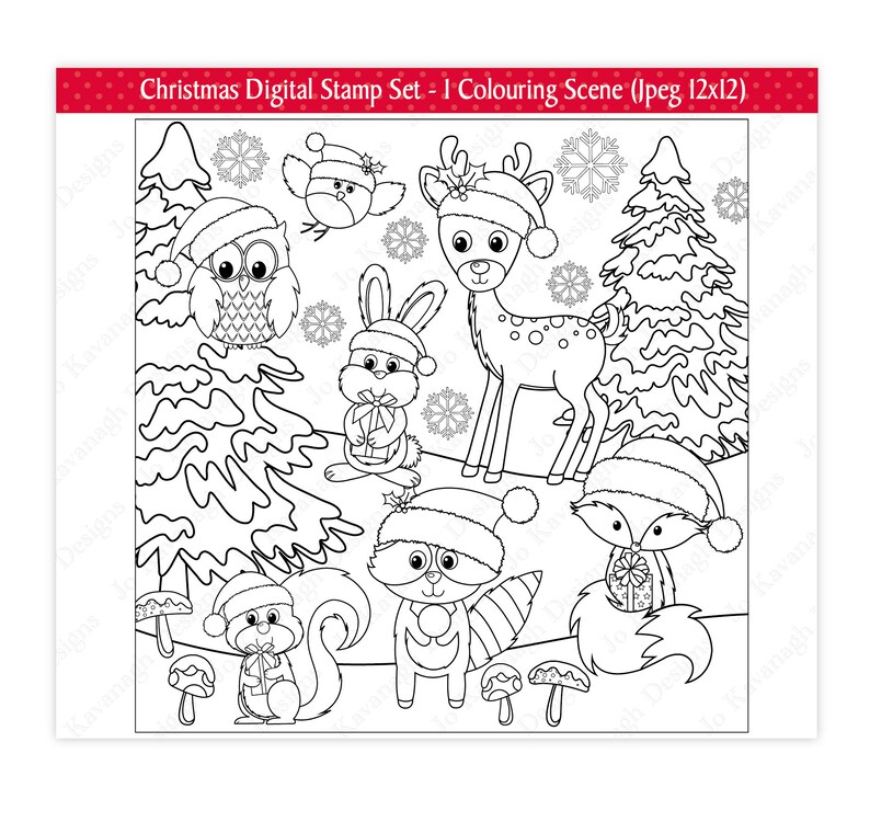 Christmas Digital Stamps Christmas Woodland Stamps Christmas - Etsy