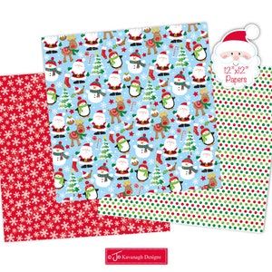 Christmas Digital Papers,christmas Scrapbook Papers,santa Paper ...